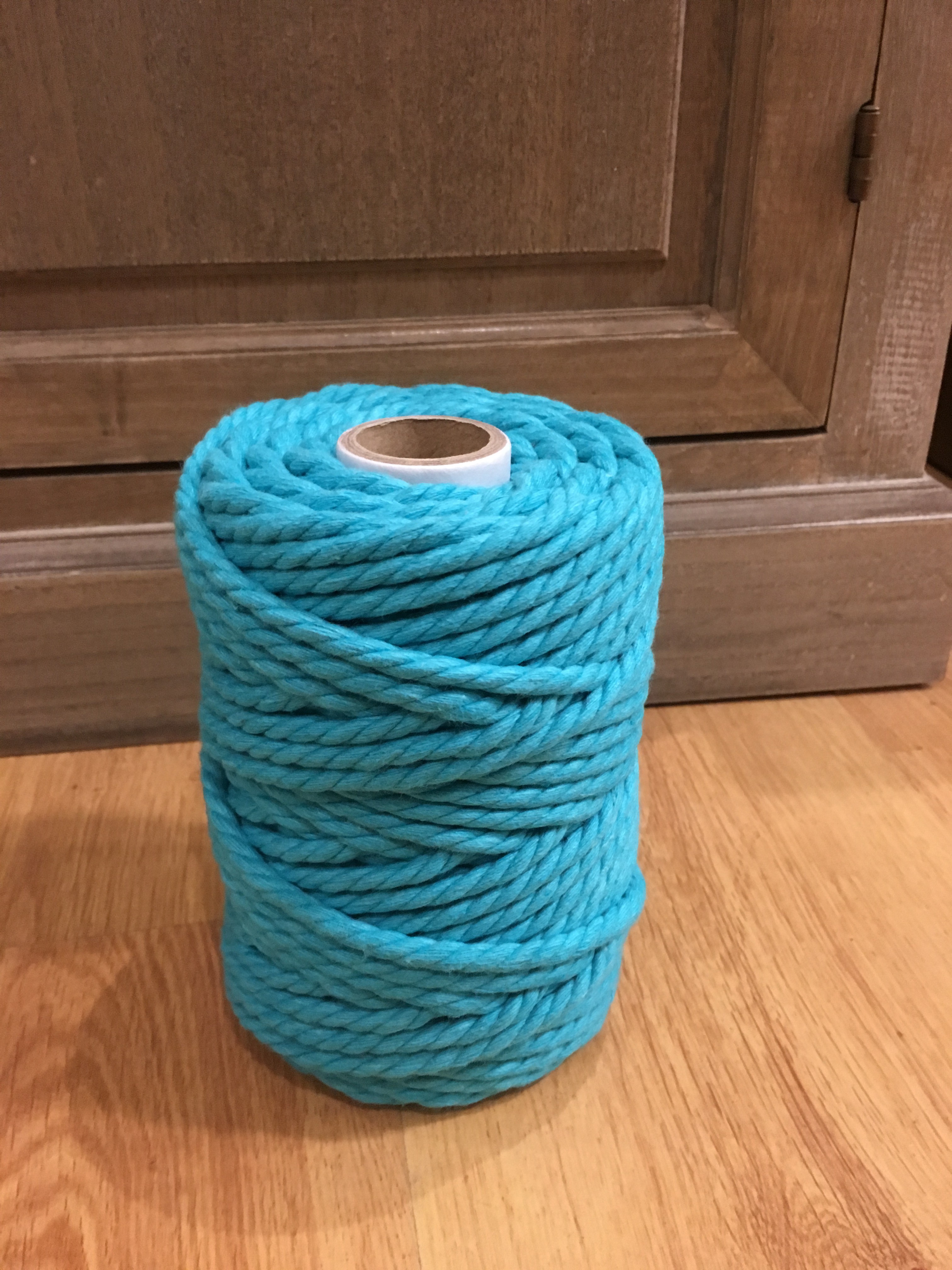 55 m de corde en coton recyclé bleu clair, diam 4,5 mm. Création ...