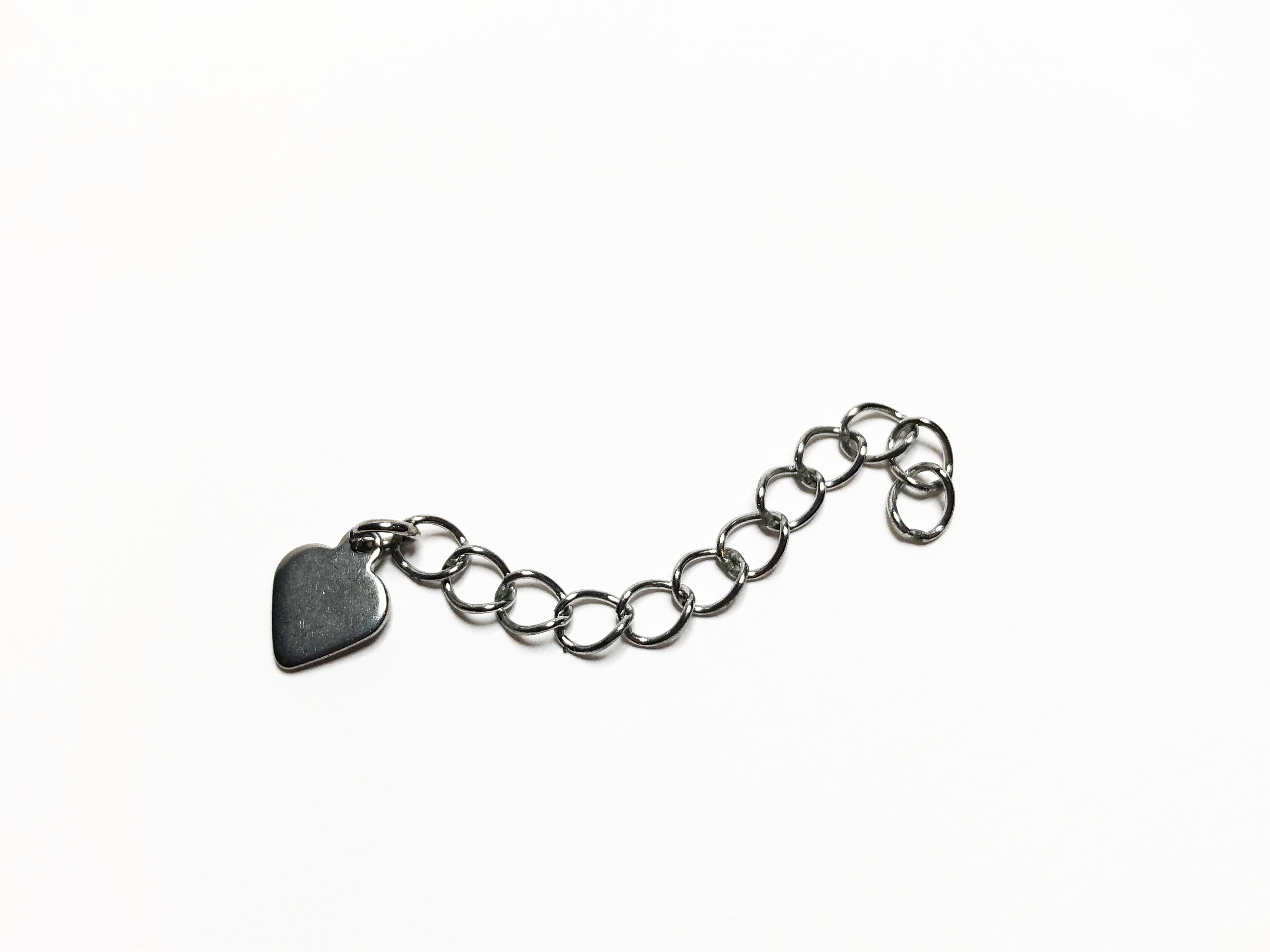 chainette d'agrandissement pour bijoux. Acier inoxydable avec coeur. 50 mm.