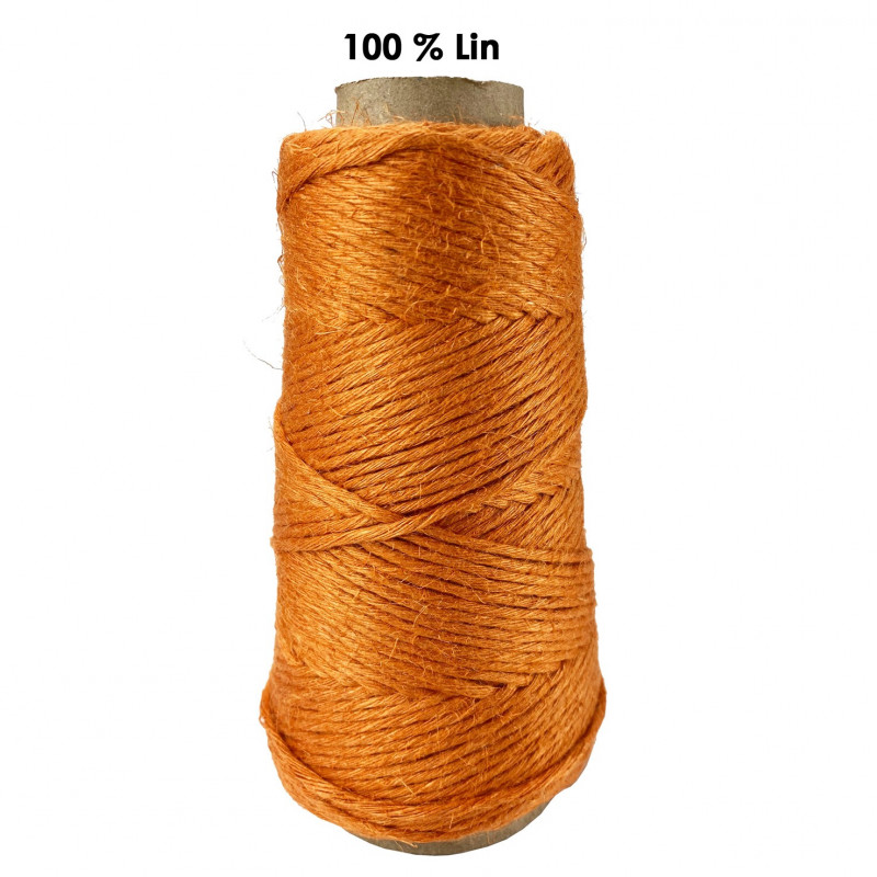 58 mètres, fil de lin 3 mm. Orange